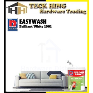 Nippon Paint EasyWash Interior Matt Finish Wall Paint (Easy Wash) Brillant White 1001 - 5L ...