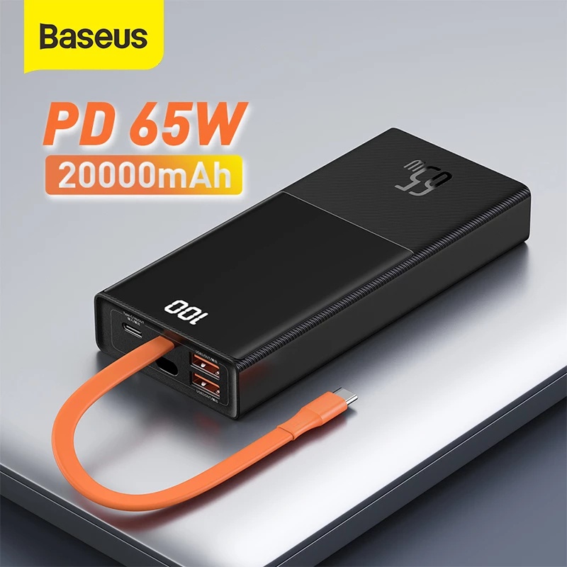Baseus 65W 20000mAh Three-Port Fast charging Power Bank with Type C Two ...
