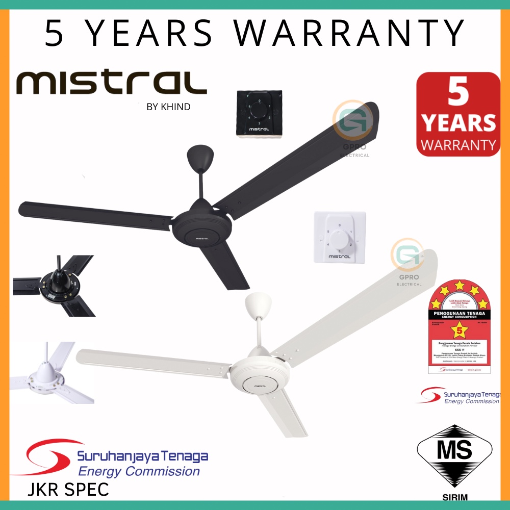 [3 YEARS WARRANTY] MISTRAL CEILING FAN MCF60LE BLACK (MISTRAL KIPAS ...