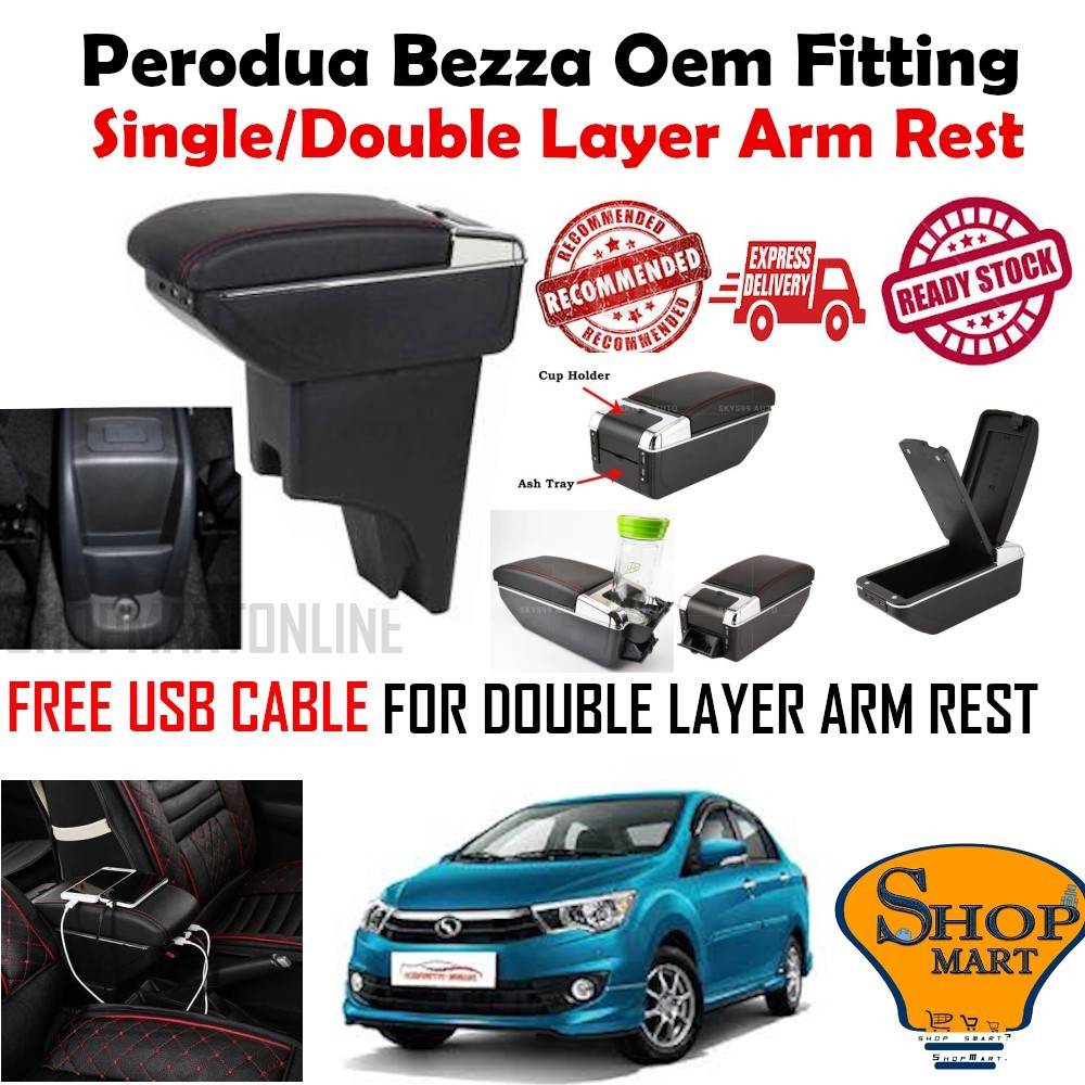 Perodua Bezza 7 USB Armrest Double Layer with 7 USB Charging Port ...
