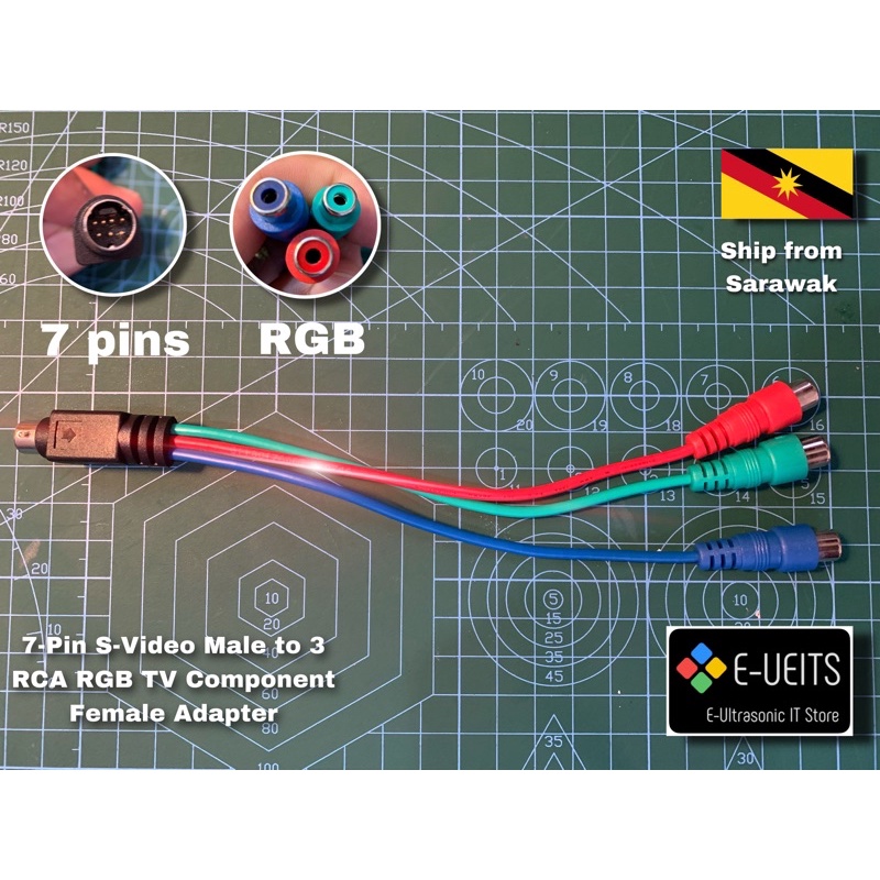 7-Pin S-Video Male to 3 RCA RGB TV Component Female Adapter | Shopee ...