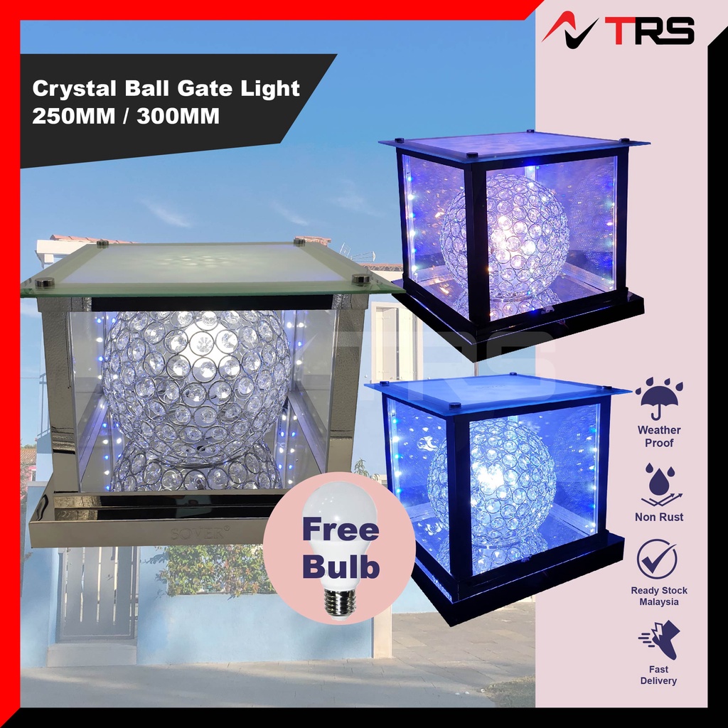 250MM / 300MM 10 or 12 Inch Crystal Ball gate light gate lamp lampu ...