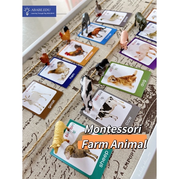 ababe Montessori Animal Match Miniature Farm Animal Toy Figurines with ...