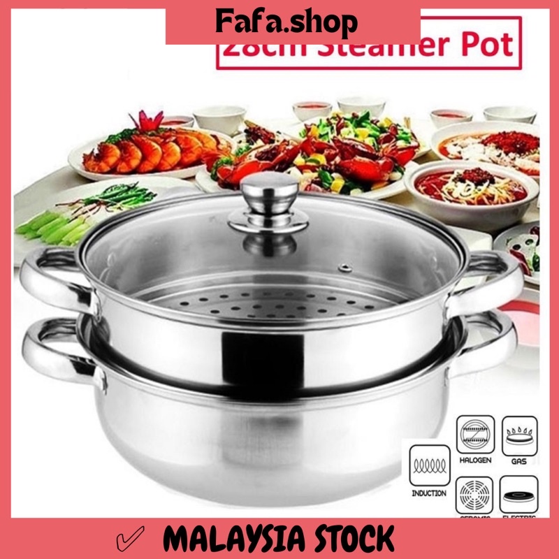 Pengukus Steamer Cookware Pot Periuk Kukus Steam Pot 2 Layer High ...