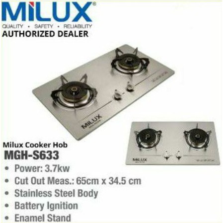 Milux Stainless steel Premium Built-in Gas Hob MGH-S633M Gas Cooker ...