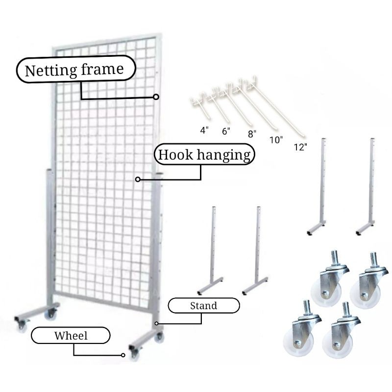 Netting Frame Display Rack Hanger Hook 2" 4" 6" 8" 10" T Stand or L ...