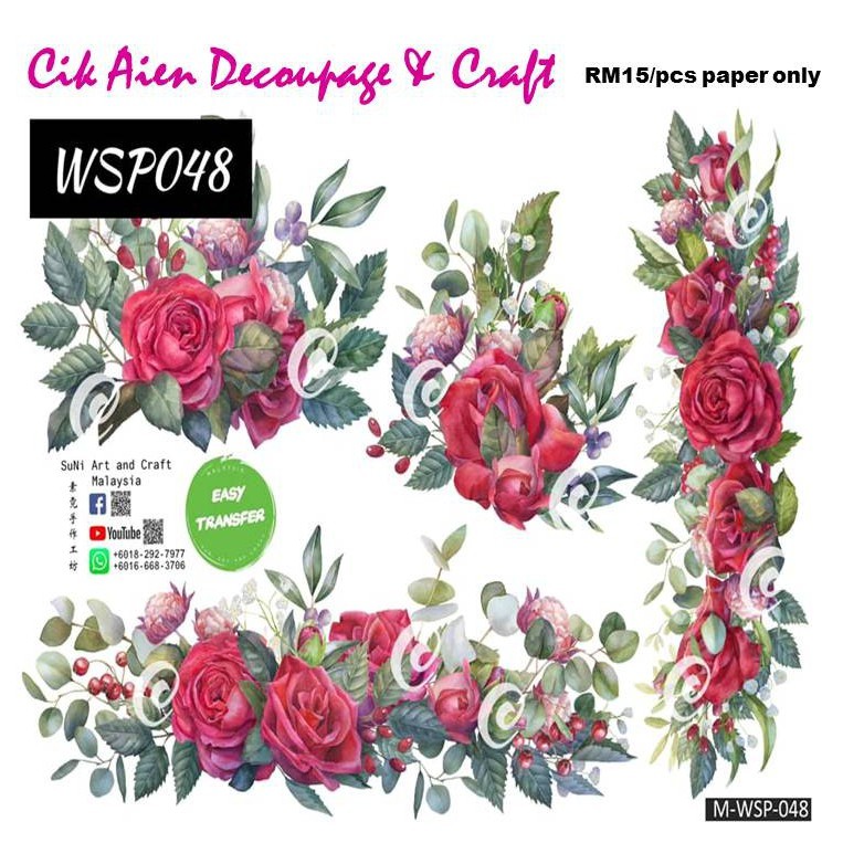 SuNi Art and Craft Chinese and Mix Flower Series Easy Transfer Water ...