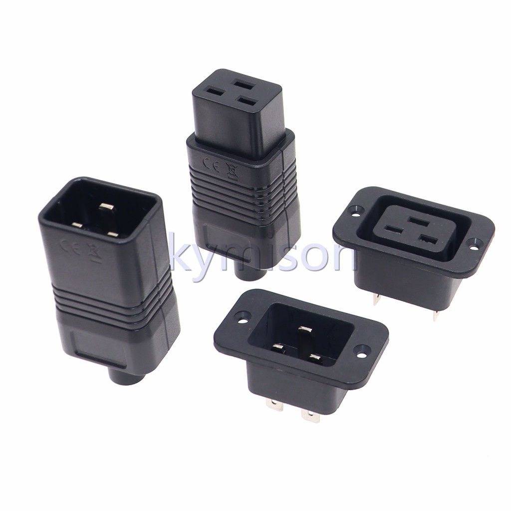 1Pair PDU/UPS Socket Standard IEC320 C19 C20 Female Male Plug Adapter ...