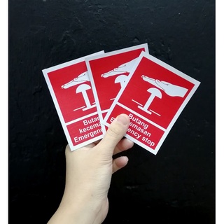 Emergency Stop Sticker Butang Kecemasan Sticker 紧急停止按钮贴纸 Sign Sticker ...