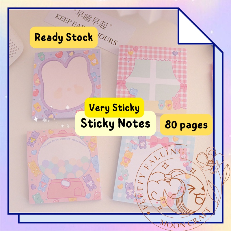Fluff's 80pcs Pastel Gummy Bear Cute Sticky Notes Cute Sticky Note ...