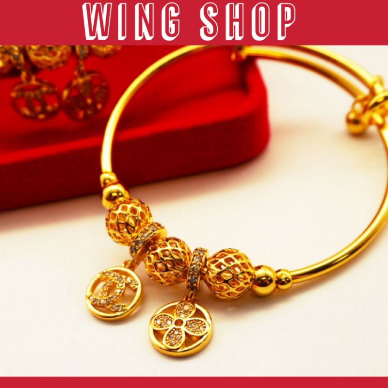 Gelang Tangan Charm Pandora Dewasa Emas Korea Can Adjustable | Shopee ...