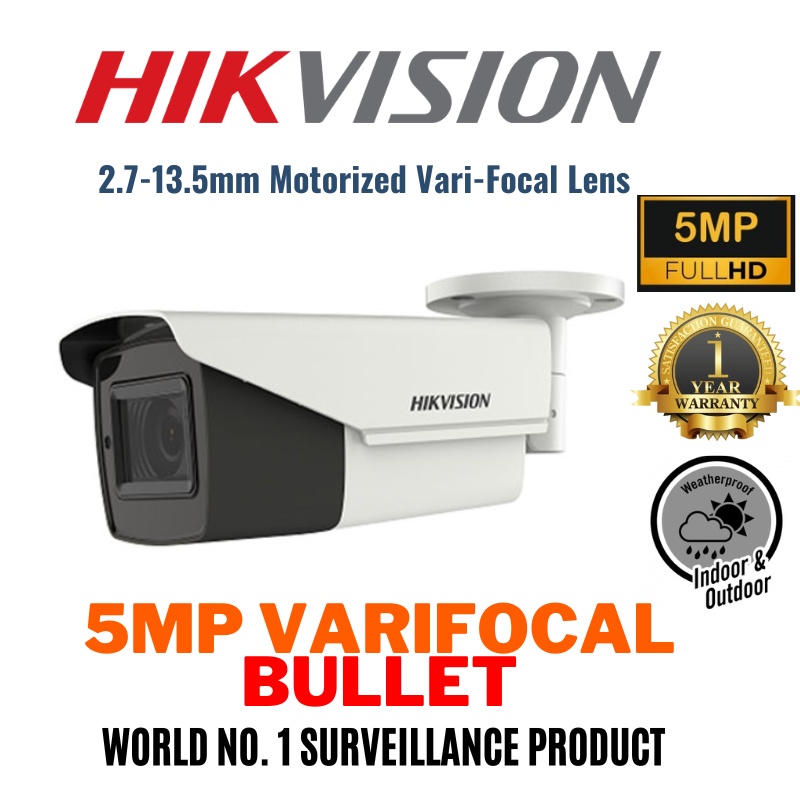 HIKVISION CCTV 5MP VariFocal Lens Motorized Full HD 1920P 4 In 1 Outdoor Bullet Camera (2.7-13 ...