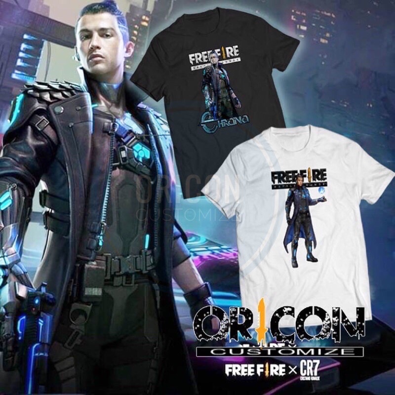 Chrono free fire x Cr7 Tshirt Cotton baju budak FF Ronaldo design ...