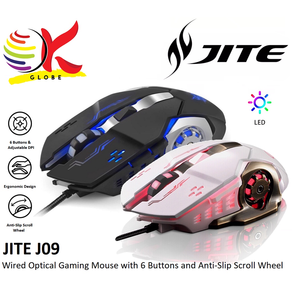 JITE JT-09 WIRED USB 6 BUTTONS GAMING MOUSE WITH ADJUSTABLE DPI ...