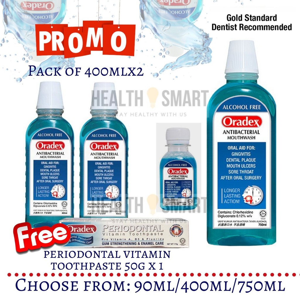 Oradex Antibacterial Mouthwash 400ml / Oradex Blue 90ml / Oradex ...