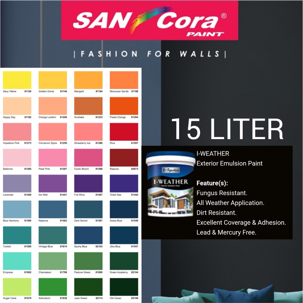 SINAR SANCORA I-WEATHER Exterior Wall Paint 15 LITER / Cat Dinding Luar ...