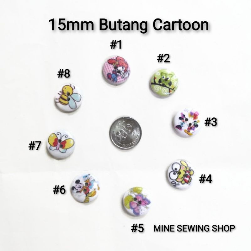 Butang Kayu Cartoon/ Wooden Cartoon Button/ 2 hole/ 15mm/ 18mm | Shopee ...