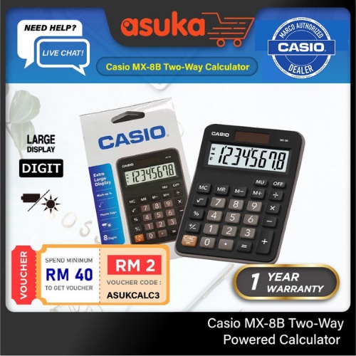 🔥READY STOCK🔥 Casio MX-8B Two-Way Powered Mini Desk Calculator (1 years ...