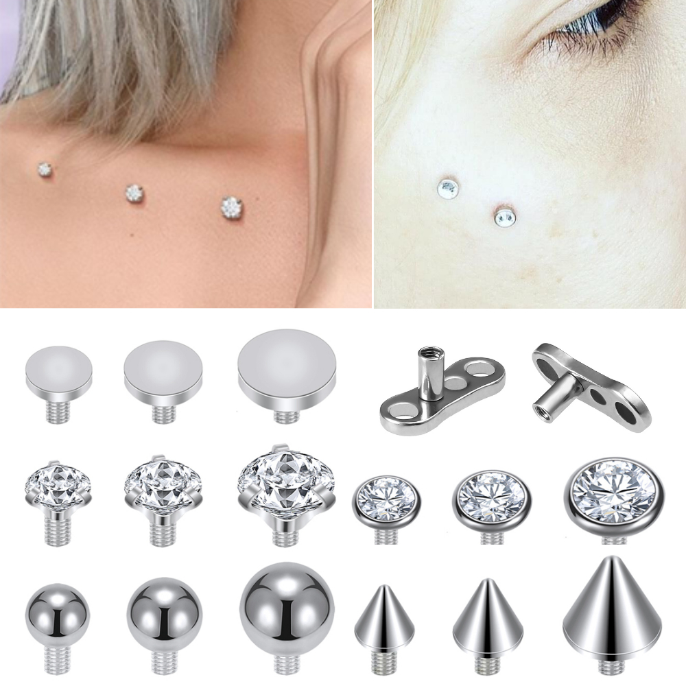 1 PC Dermal Anchor Piercings Accessory Stainless Steel Anti Allergy ...