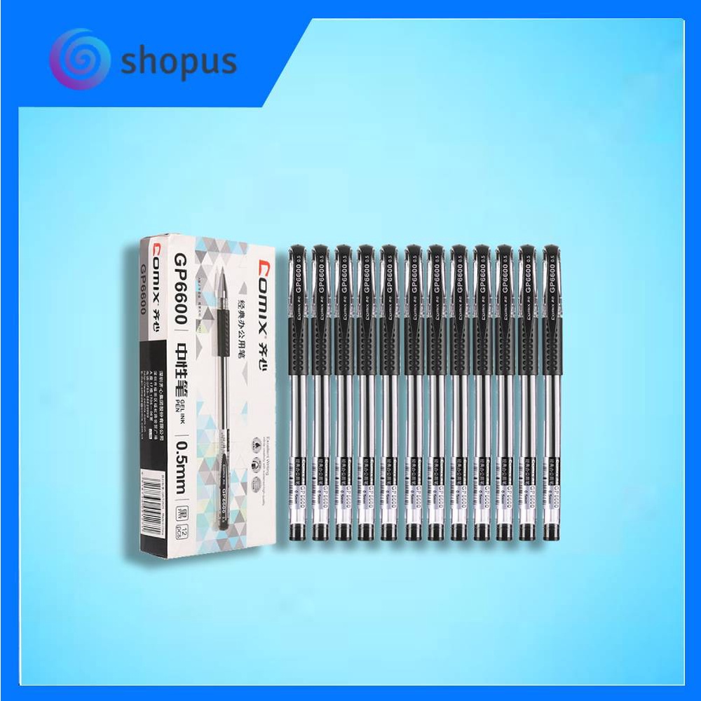 Comix Gel-Ink Pen 0.5mm - Black (Box of 12 pcs) | Shopee Malaysia