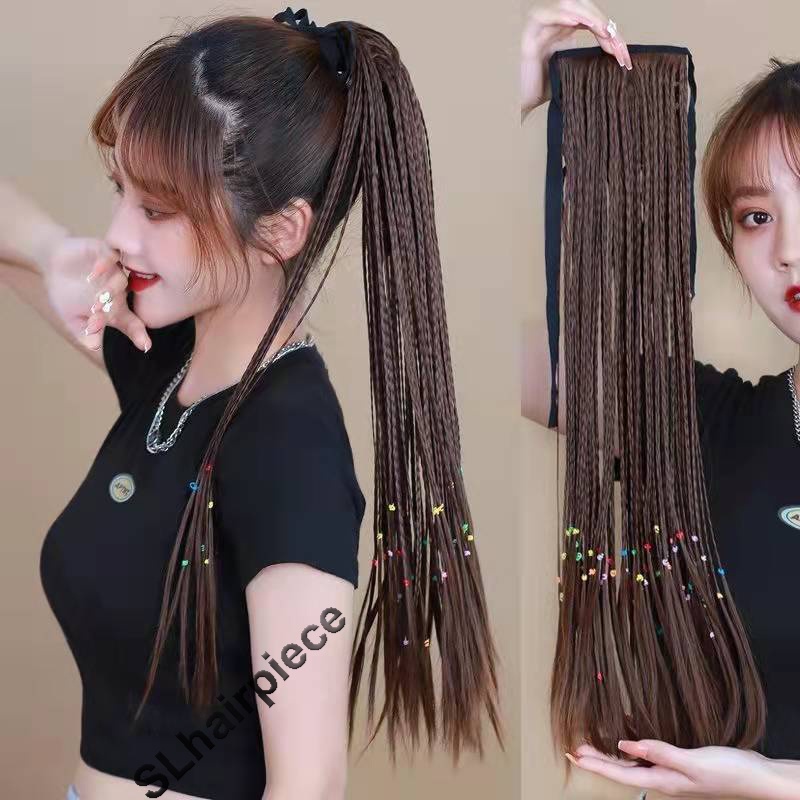 Tie on Braiding Ponytail Hair Extensions False Overhead Around Fake Box ...