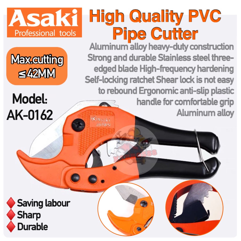 ASAKI AK-0162 HEAVY DUTY PVC PIPE CUTTER SIZE 42mm | Shopee Malaysia
