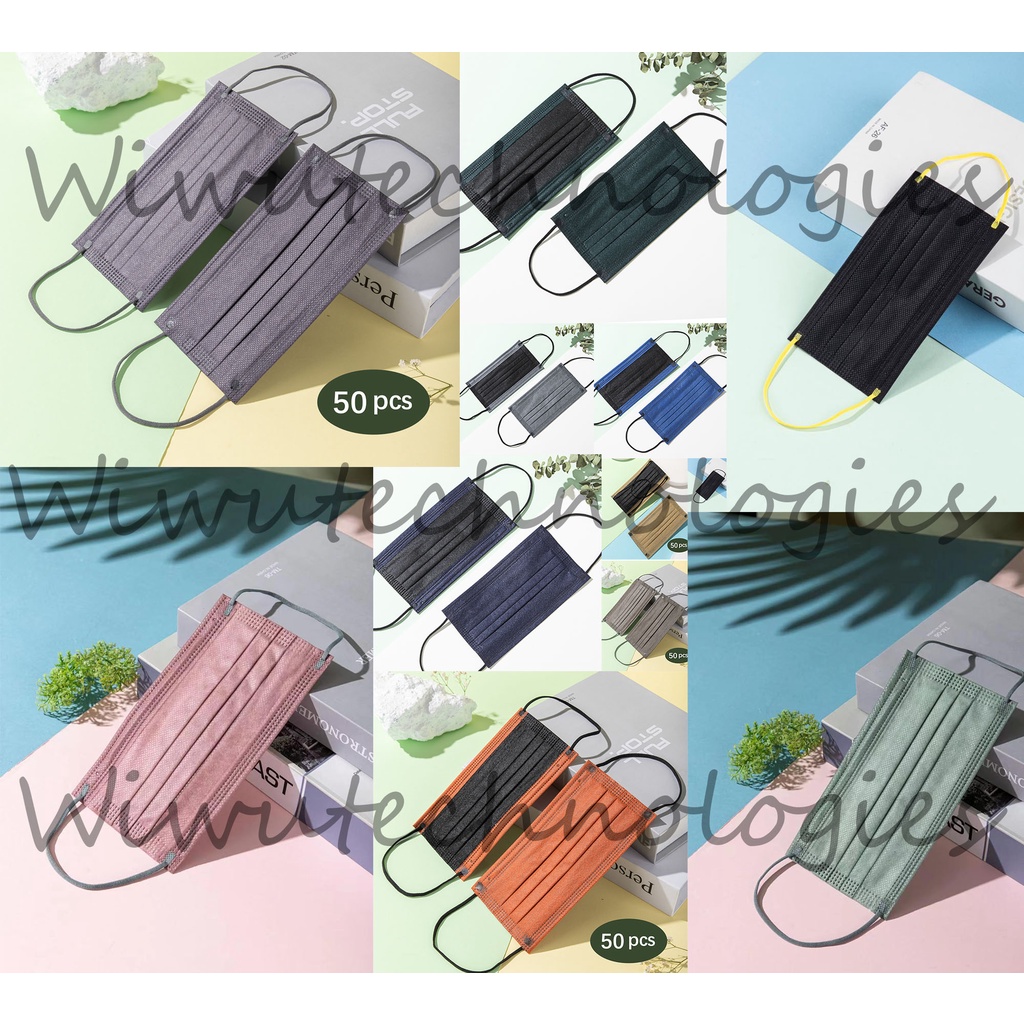 50 pcs Face Mask Disposable Earloop 3ply 3 ply Anti-dust Breathable ...