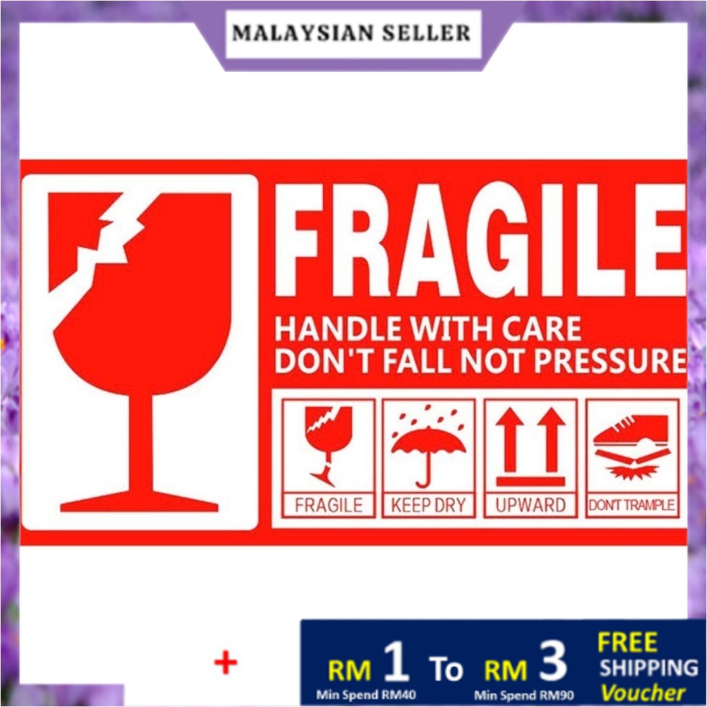 ( 10pcs ) Fragile Sticker Fragile Label Warning Label Mudah Pecah ...