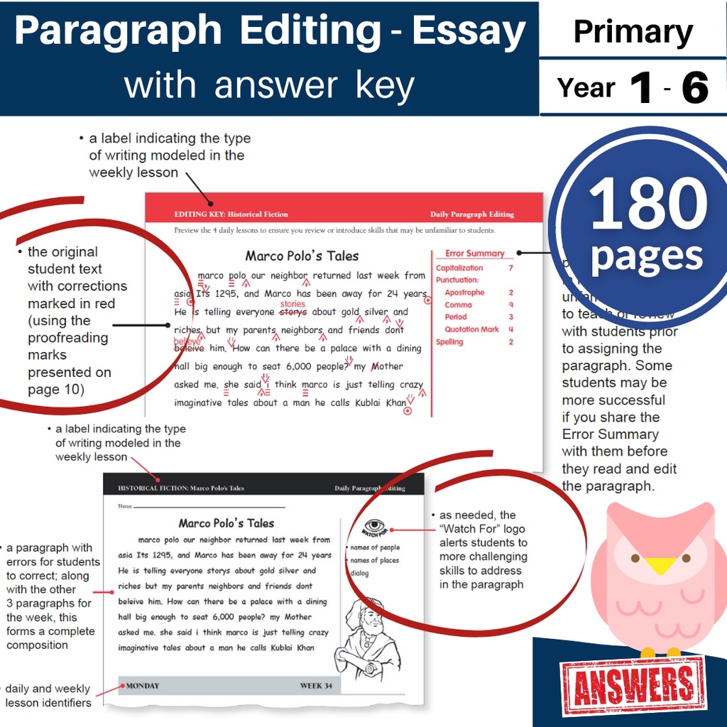 EM5 Paragraph Editing Year 2 Year 6 With Answers | Primary Writing ...