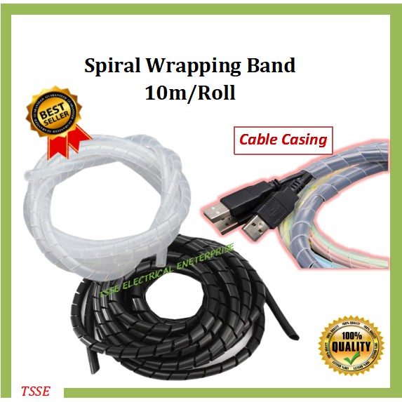 15mm Spiral Wrapping band 10 meter Cable Tidy Binding Organiser ...