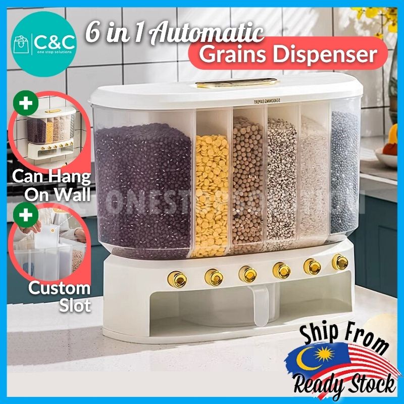 C&C 6in1 Automatic Grain Dispenser Rice Bucket Automatic Rice Dispenser ...
