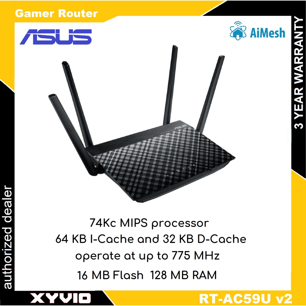 ASUS RT-AC59U v2 AC1500 Dual Band Gigabit WiFi with MU-MIMO AiMesh ...