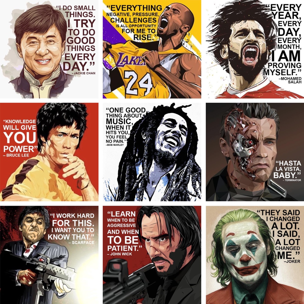 Fridge Magnet Kobe Bryant, Jackie Chan, Salah, Bob Marley, Joker, Bruce ...