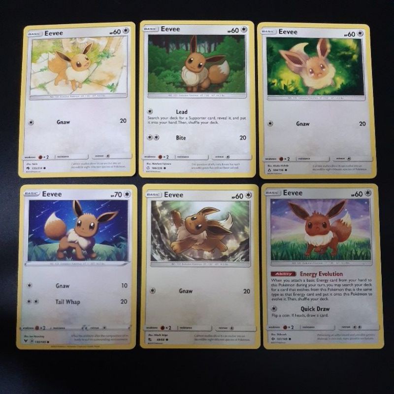Pokemon Card TCG: Eevee Set Lot - 6 cards(NON-HOLO) 100% Original ...