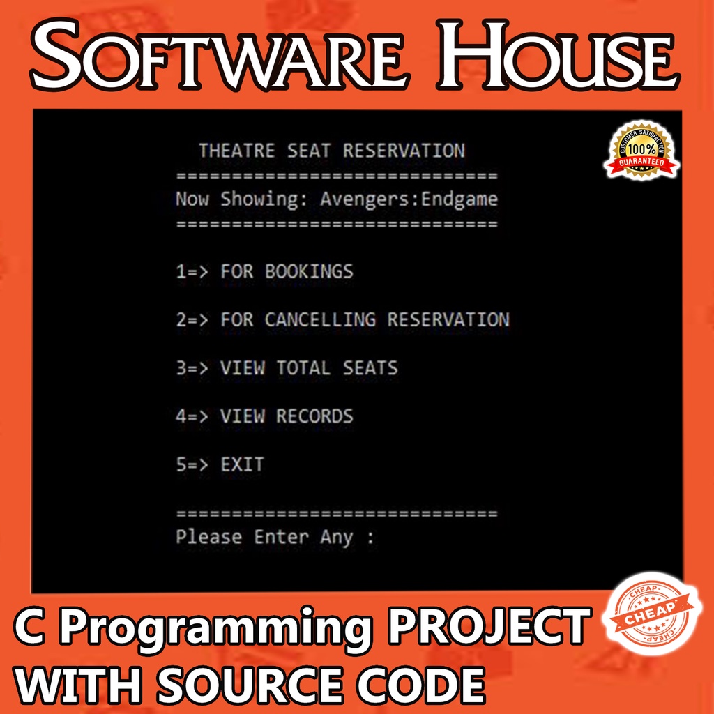 Theatre Seat Reservation System in C Programming Full Project with source code | Shopee Malaysia