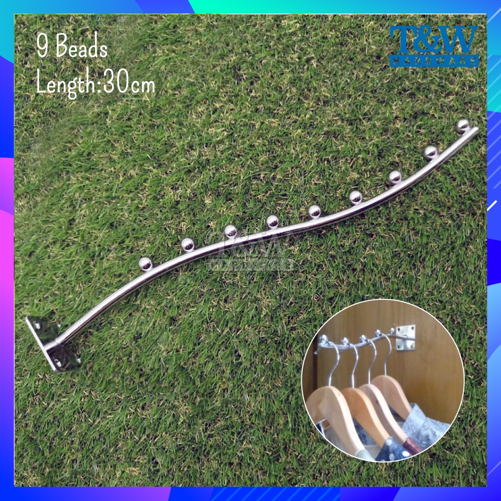 Wall Mount Elegant Waved Waterfall Hanger Rack 9 Beads Garment Display ...