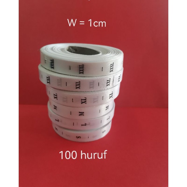 (100 huruf) printed satin tag saiz label baju/clothing size label tag ...