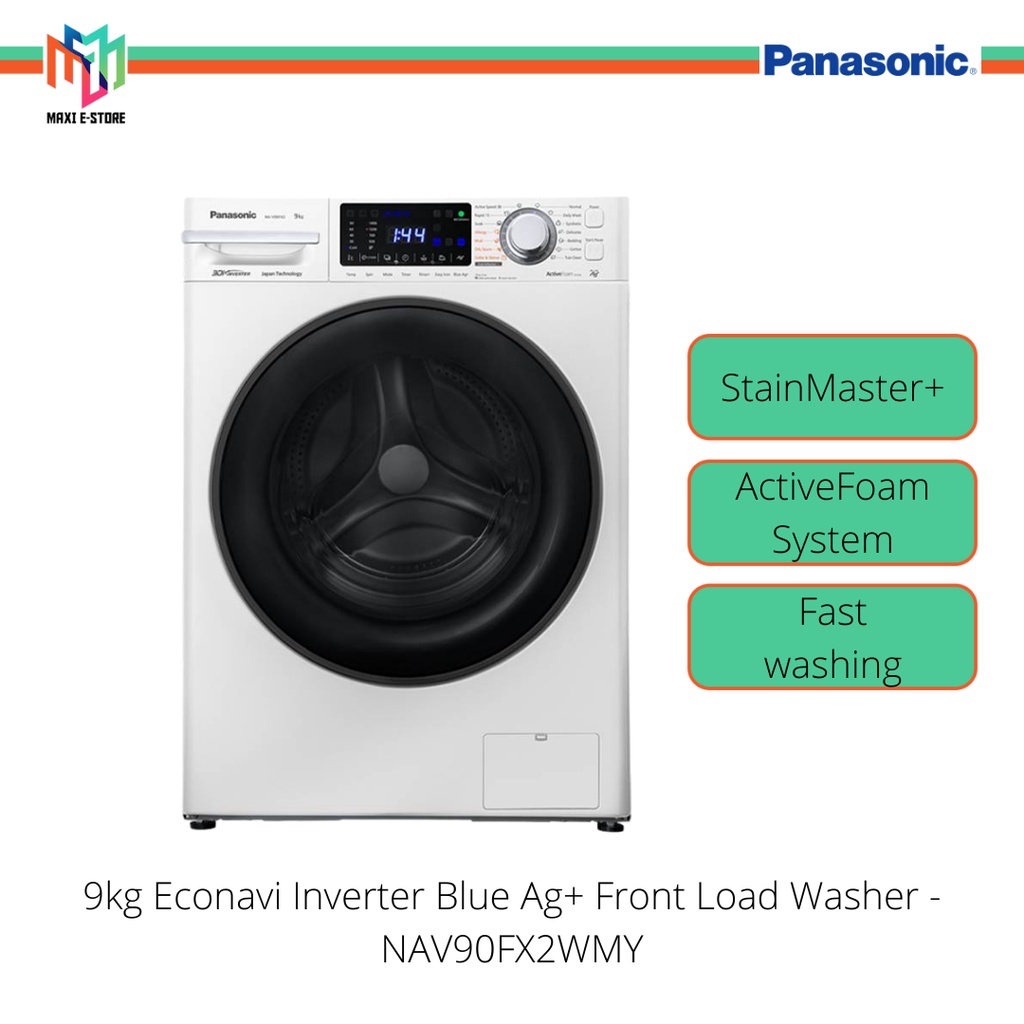 Panasonic 9kg ECONAVI Inverter Blue Ag+ Front Load Washer - NAV90FX2WMY ...