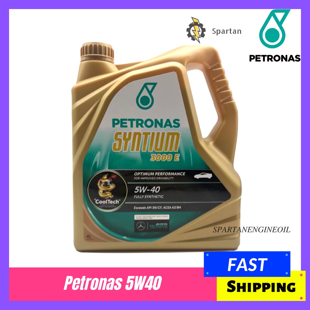 Petronas Syntium 3000 E 5W40 SN/CF Fully Synthetic Engine Oil 4L ...