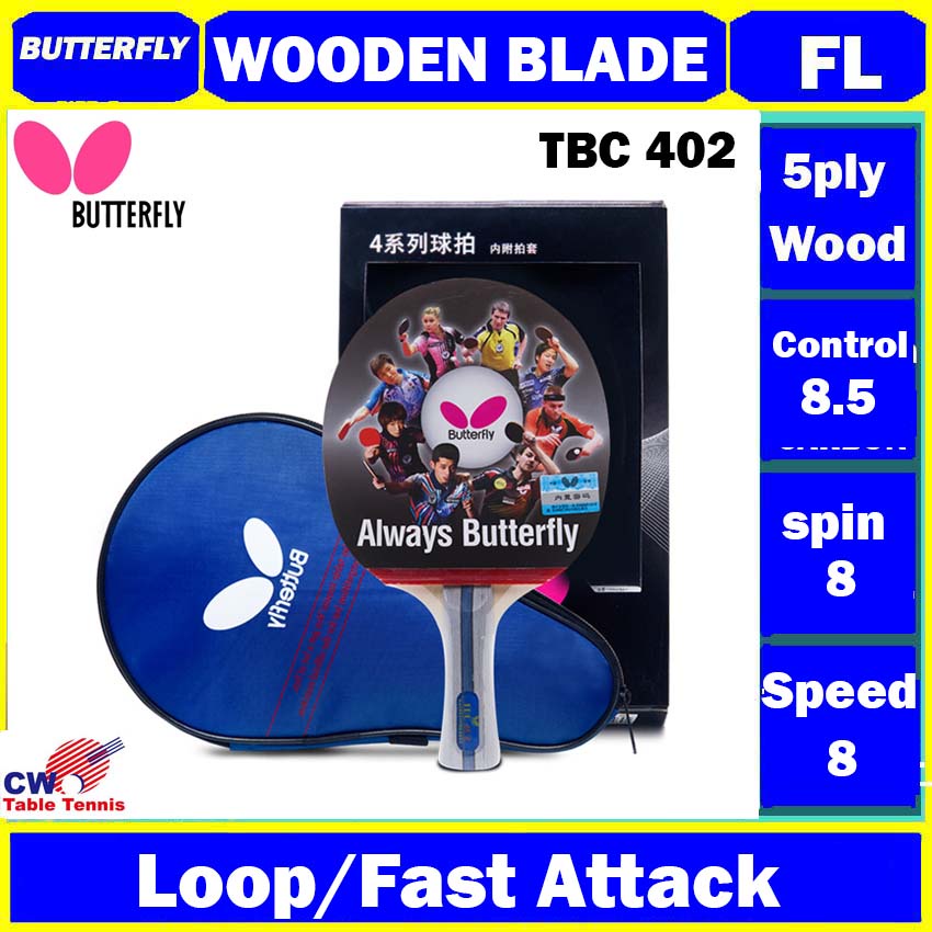 Butterfly TBC 402 Pre-assembled paddle table tennis blade ping pong ...