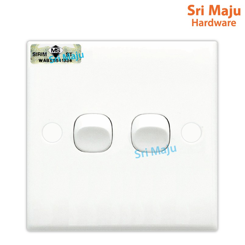 MAJU 2 Gang 1 Way Switch Button 13A (SIRIM) Soket Suis Elektrik Elec ...