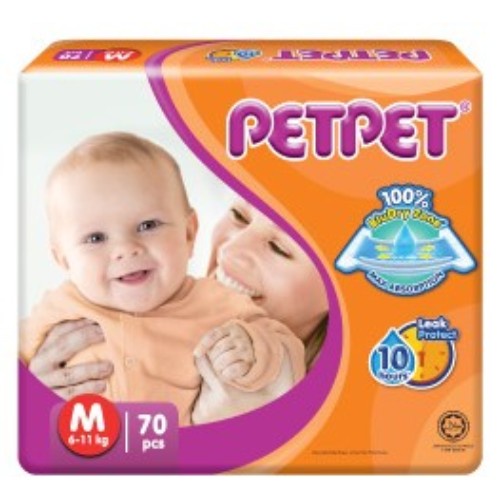 PetPet Baby Diapers M70pcs 2023 | Shopee Malaysia