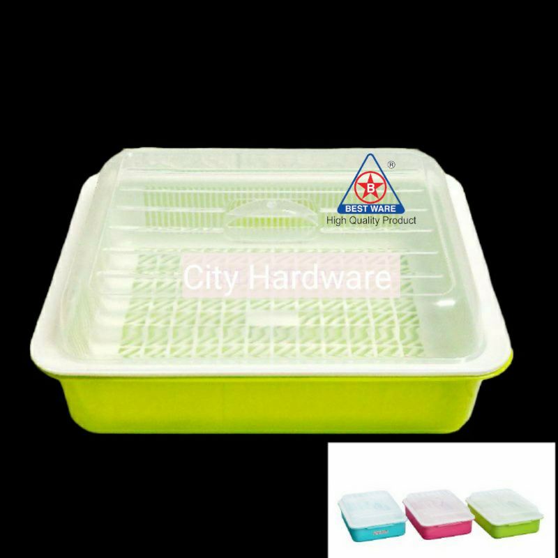 BESTWARE Plastic Food Container with Filter & Cover/ Bekas Kuih Beralas & Penutup/ Bekas Cawan ...