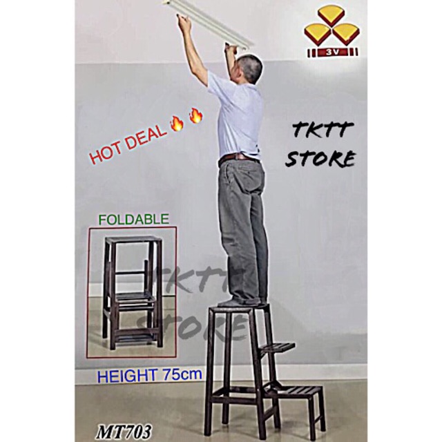 5. TKTT 3V 3 Tier Foldable Step Stool Ladder Stool Metal Chair Kerusi ...