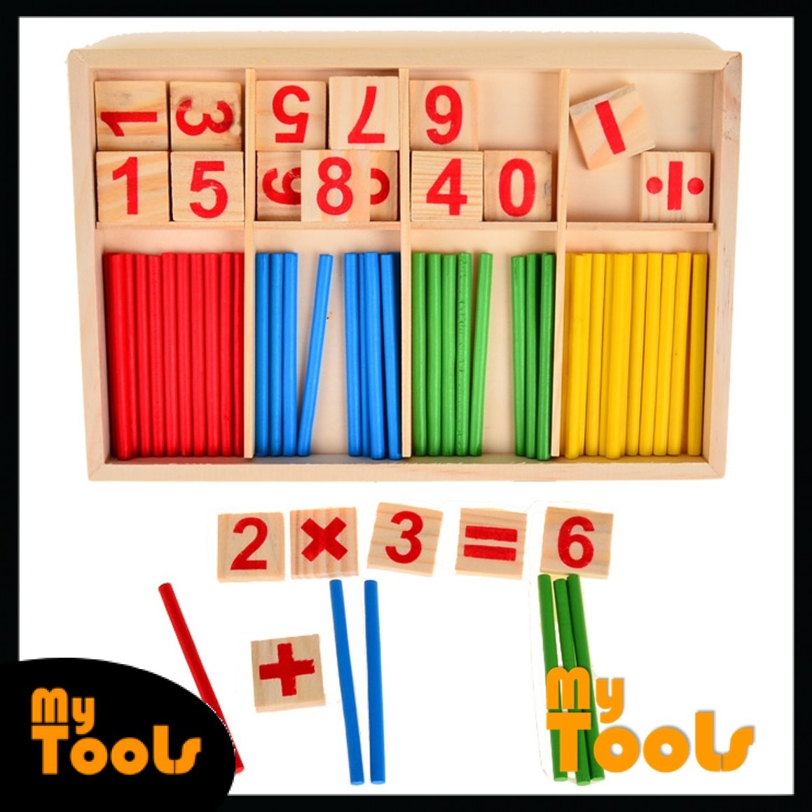 Wooden Number Math Counting Sticks Box Montessori Teaching Aids ...