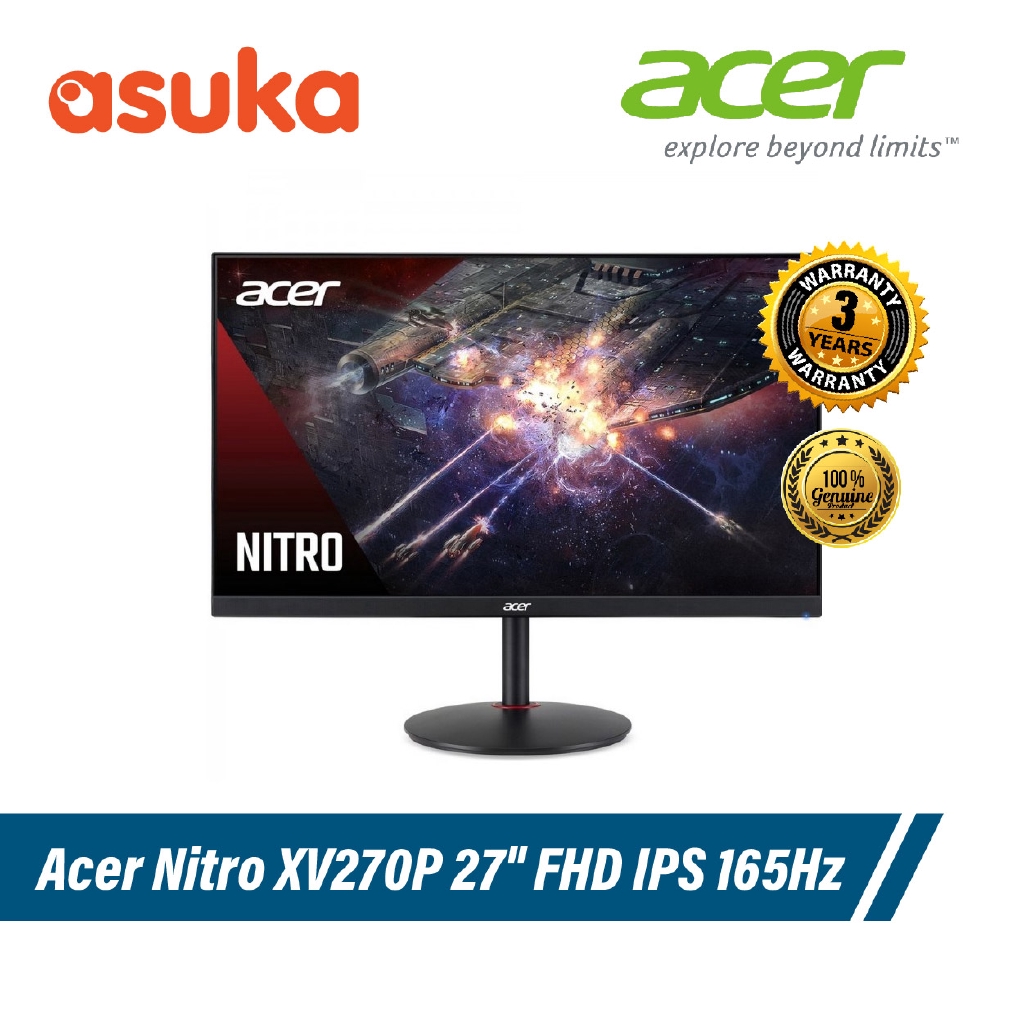 Acer Nitro XV270P / XV270 27" FHD IPS 165Hz OC (144Hz) 1ms | Shopee ...