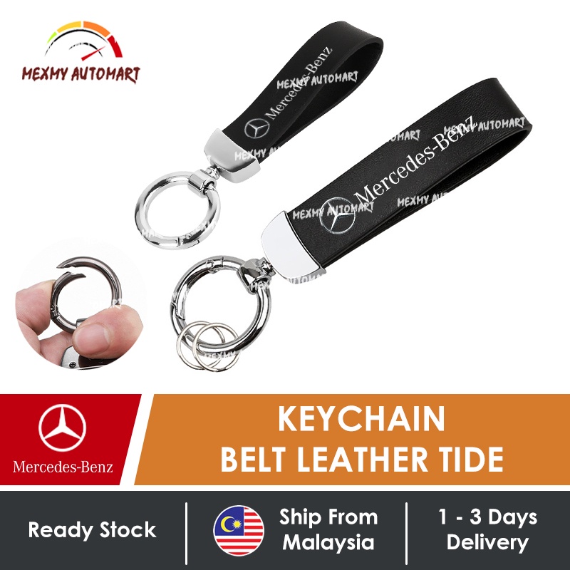 MERCEDES-BENZ Universal Car Logo Keychain Belt Leather Tide Key Ring ...