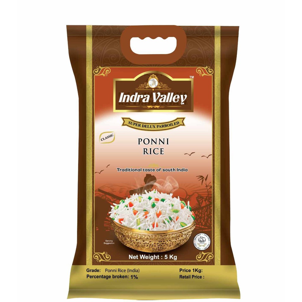 indra valley super delux ponni parboiled rice 5kg | Shopee Malaysia