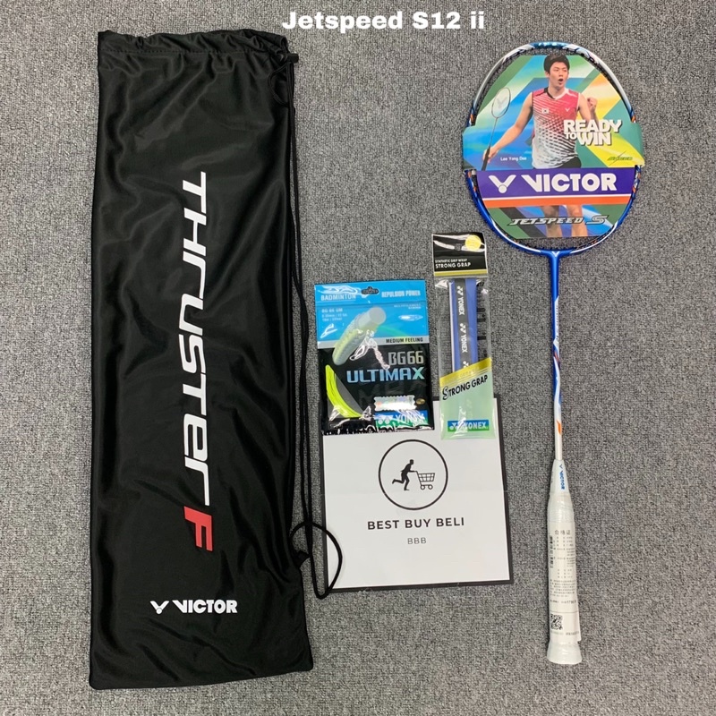 Victor Jetspeed S12 ii Badminton Racket Max 28lbs Premium Quality Ready ...