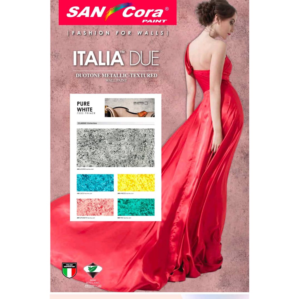 5L SANCORA PAINT ITALIA DUE PURE WHITE / DUOTONE METALLIC-TEXTURED WALL ...